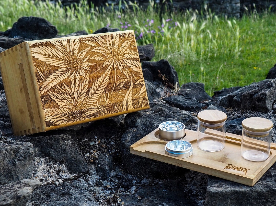 XXL Custom Rolling Stash Box Kit Real Wood Engraving Green - Etsy