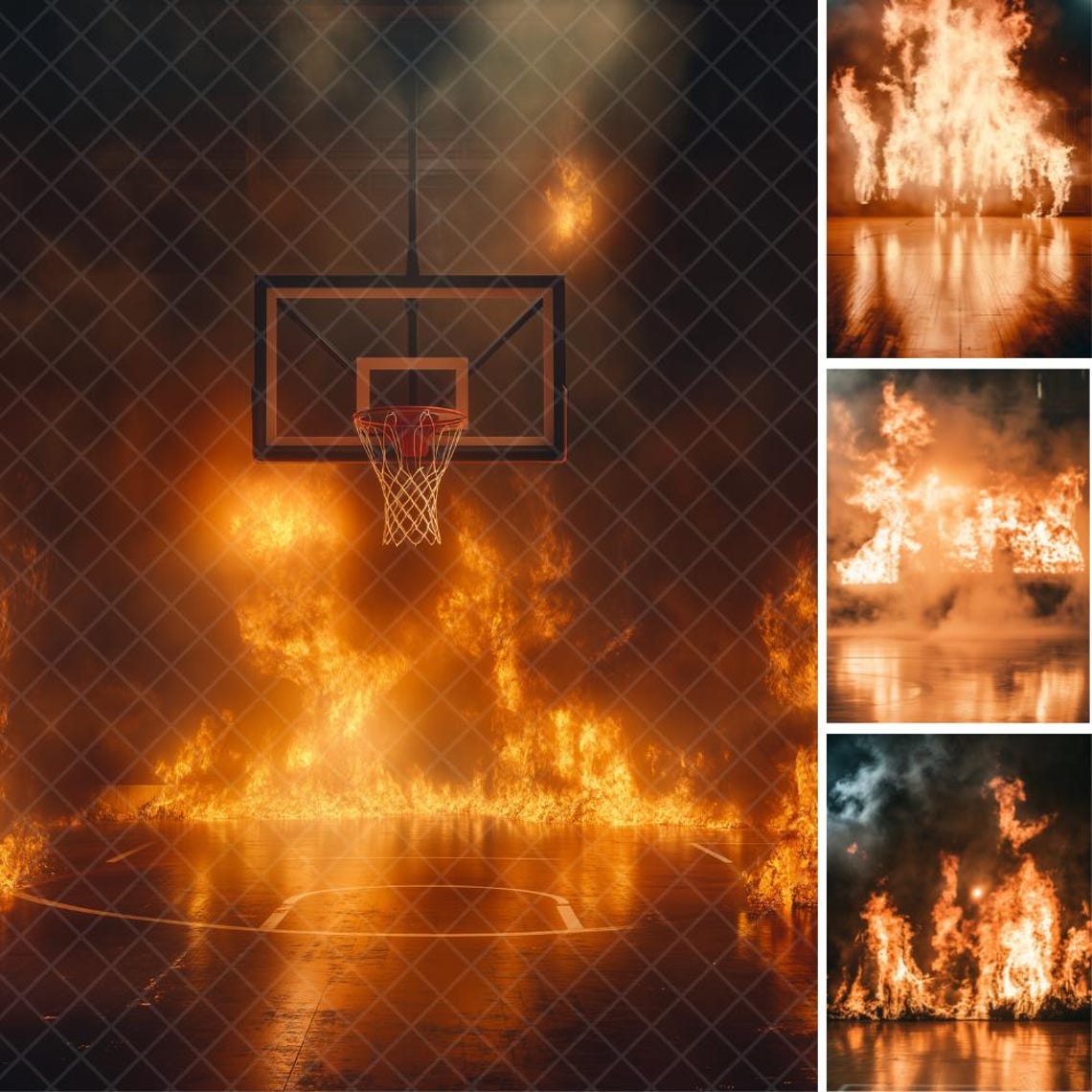 15 Basketball Fiery Backgrounds Digital Basketball Backdrop & Poster ...