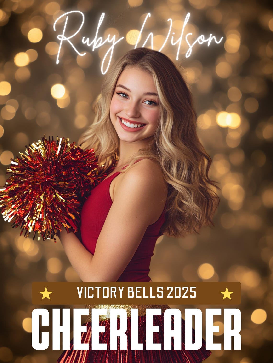 Editable Cheerleader Canva Poster Cheer Dance Senior Banner, Gold Black ...