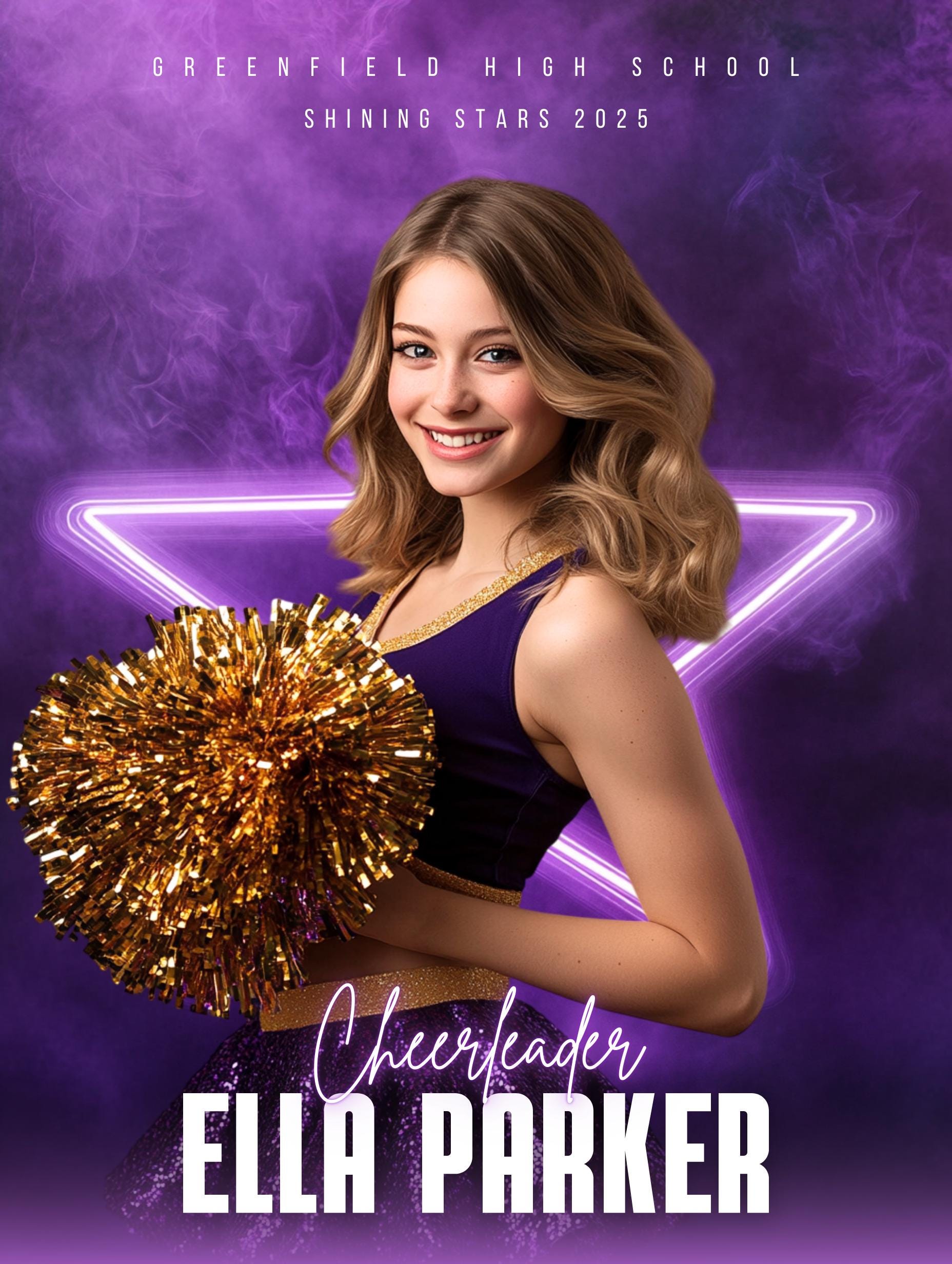Editable Cheerleader Canva Poster With Purple Lights, Cheer Dance ...