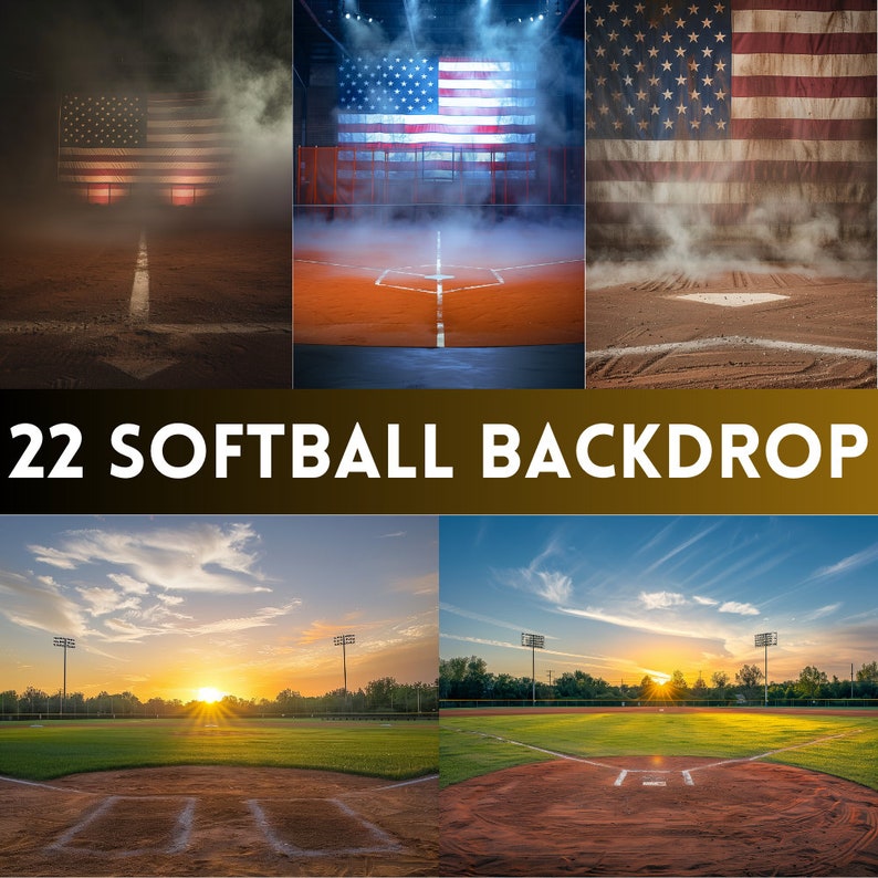 22 Softball Field Patriotic Backdrop , Softball Backdrop , Softball ...