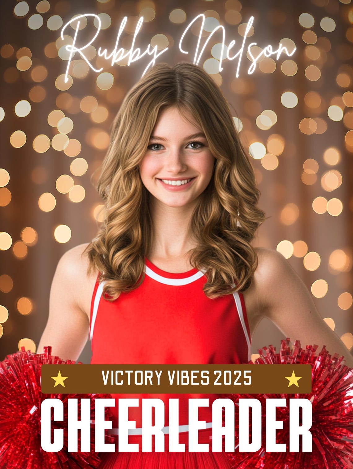 Editable Cheerleader Canva Poster With Gold Confetti and Sparkling ...