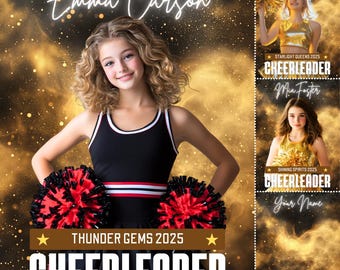 Editable Cheerleader Canva Poster With Purple Lights, Cheer Dance ...