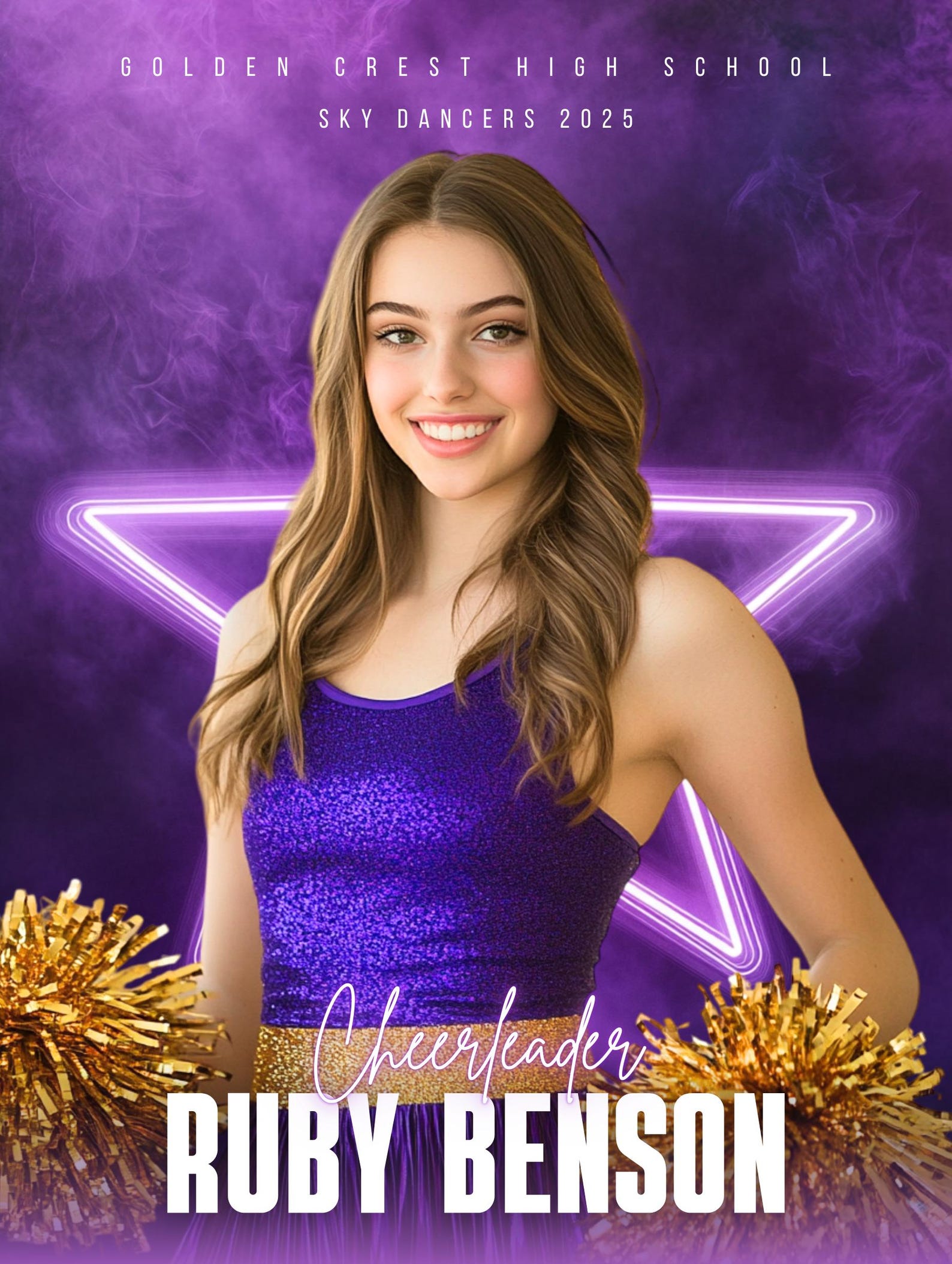 Editable Cheerleader Canva Poster With Purple Lights, Cheer Dance ...
