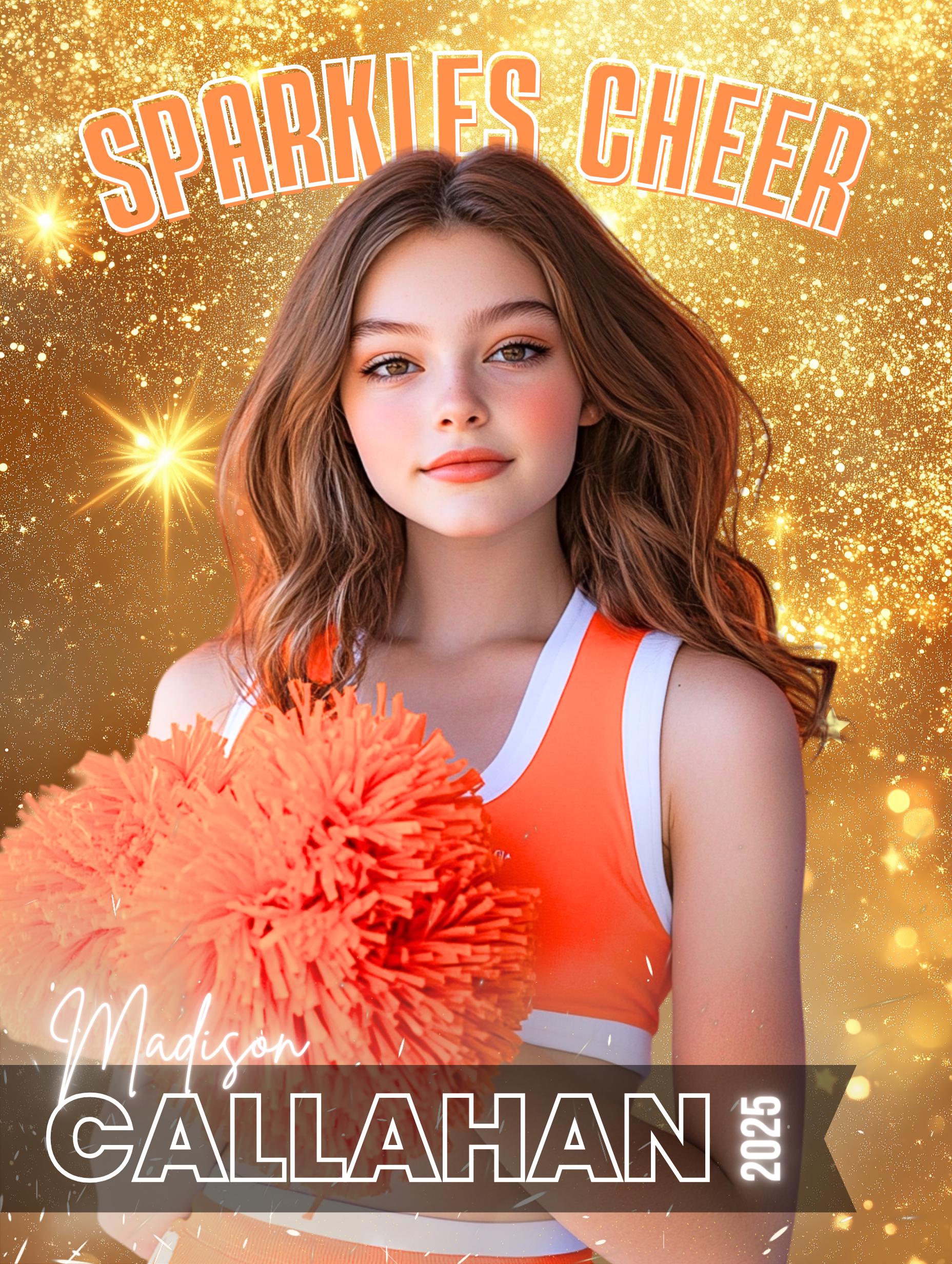 Editable Cheerleader Canva Poster With Gold Stars, Cheer Dance ...