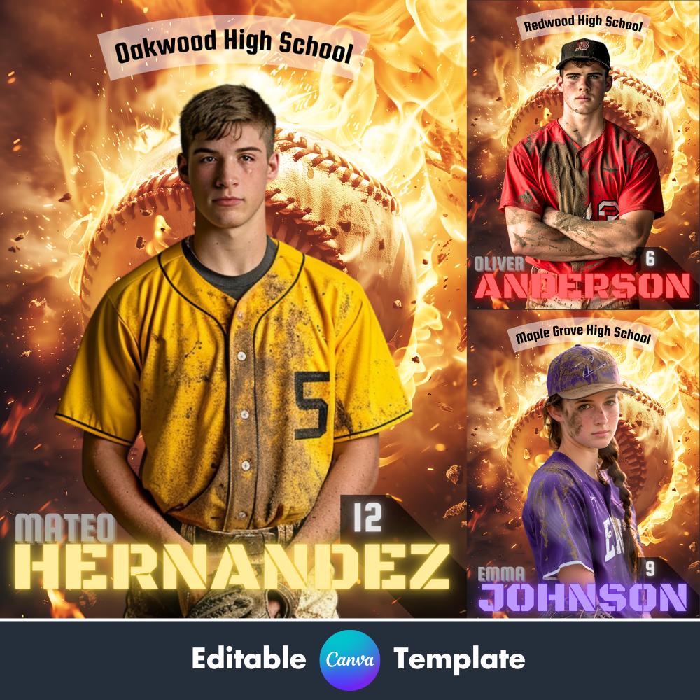 Editable Canva Template for Baseball and Softball Players, Baseball ...