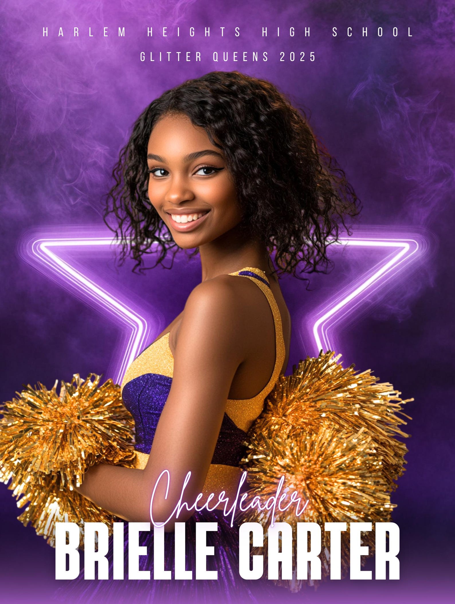 Editable Cheerleader Canva Poster With Purple Lights, Cheer Dance ...