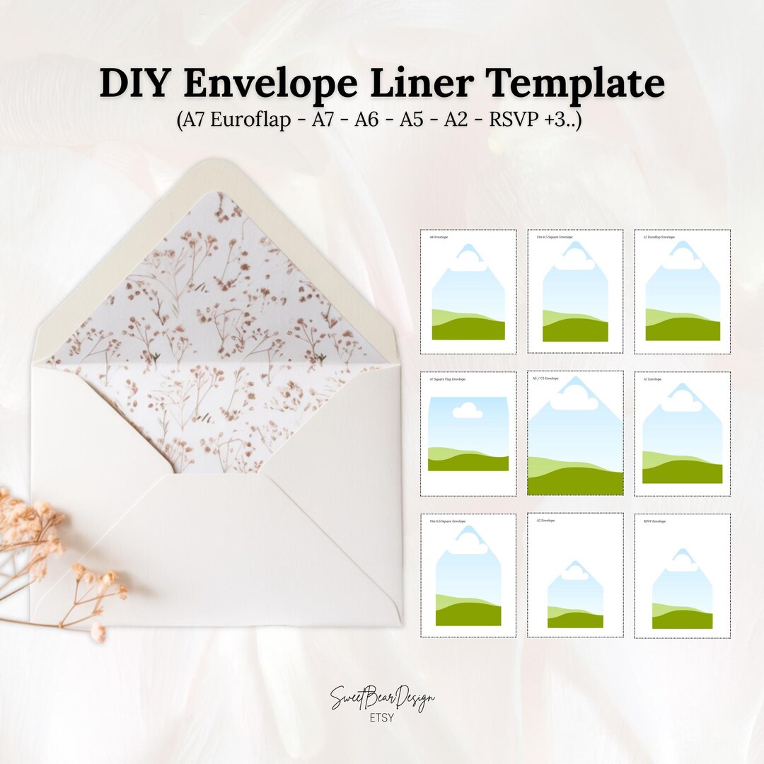 Editable Envelope Liner Canva Template A7 Euroflap + 8 Envelope Styles ...