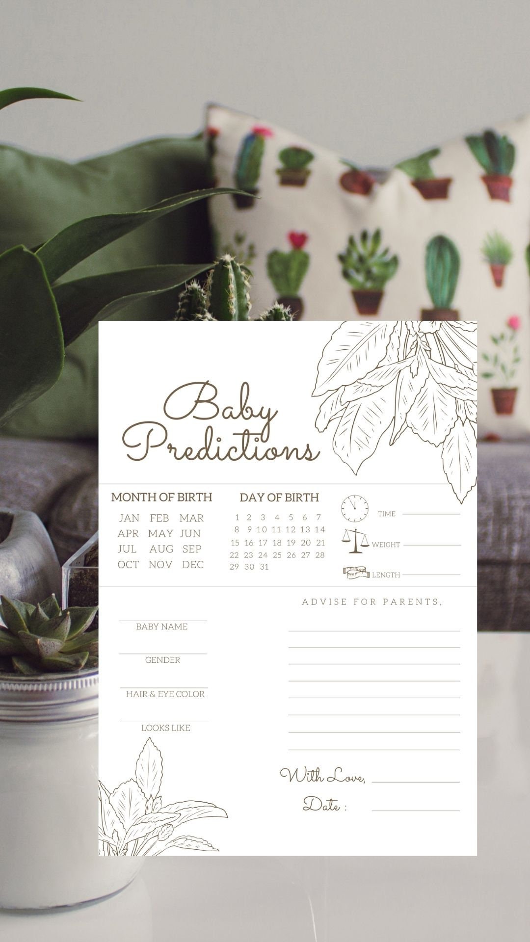 Baby Predictions Virtual & Printable Baby Shower Game Baby | Etsy