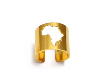 Gold Plated Africa Outline Map Ring Gold Metal African Continent Ring ...