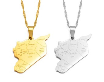 Syria Map Necklace - Etsy