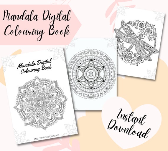 Mandala Digital Colouring Book Mandala Colouring Pages | Etsy