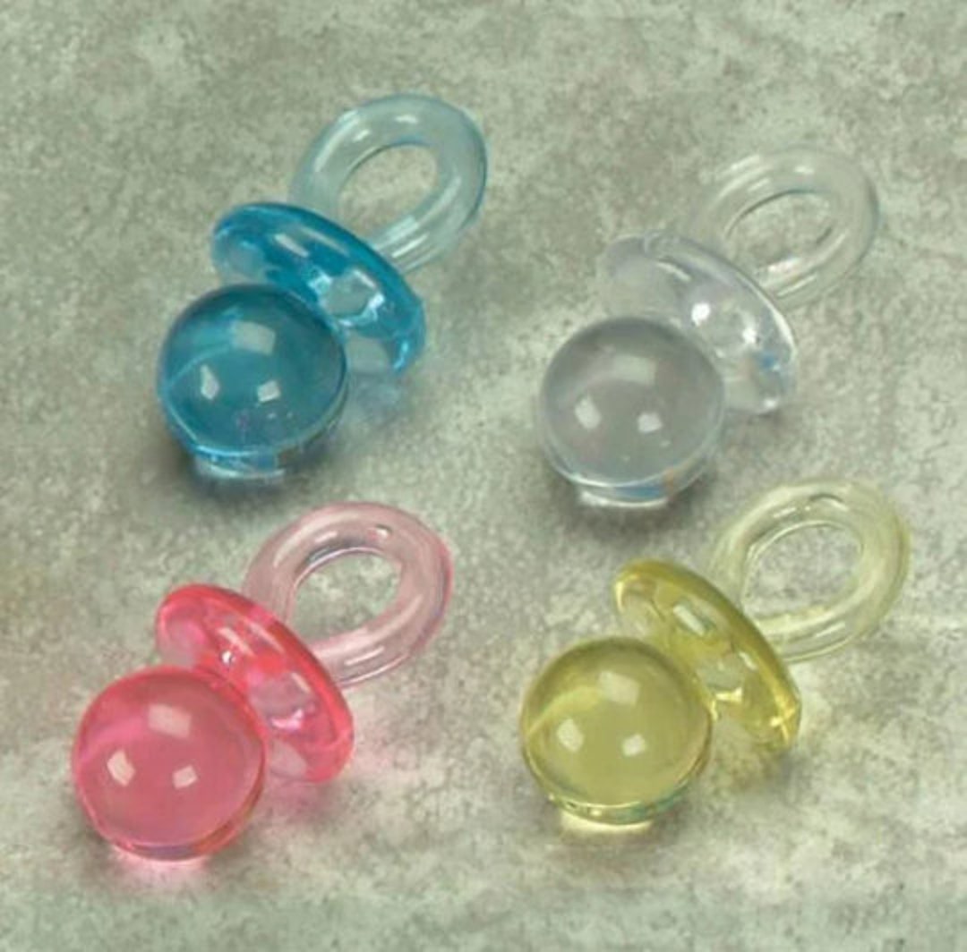 Pkg of 96, 1.75" Transparent Plastic Baby Pacifier Favor Decor Supply ...