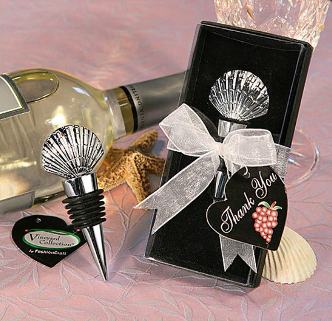 Seashell Beach Theme Wedding Favor Shell Chrome Silver Wine - Etsy