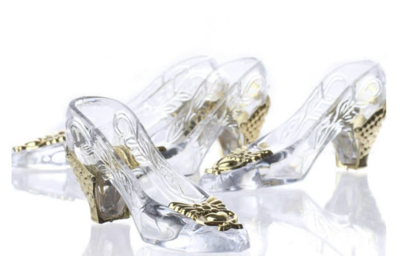 Pkg 24 Clear & Gold Plastic Cinderella Slipper Shoe Princess Theme ...