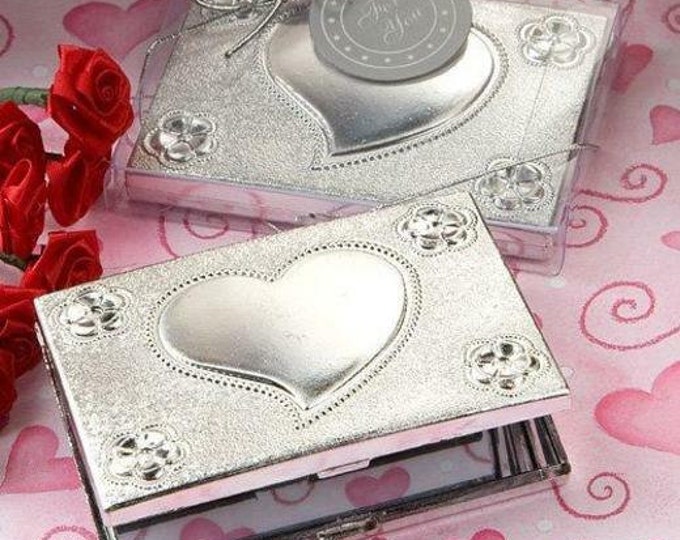 Pink Sparkley Gold Hardware Heart Shaped Compact Mirror Hand Engraved ...