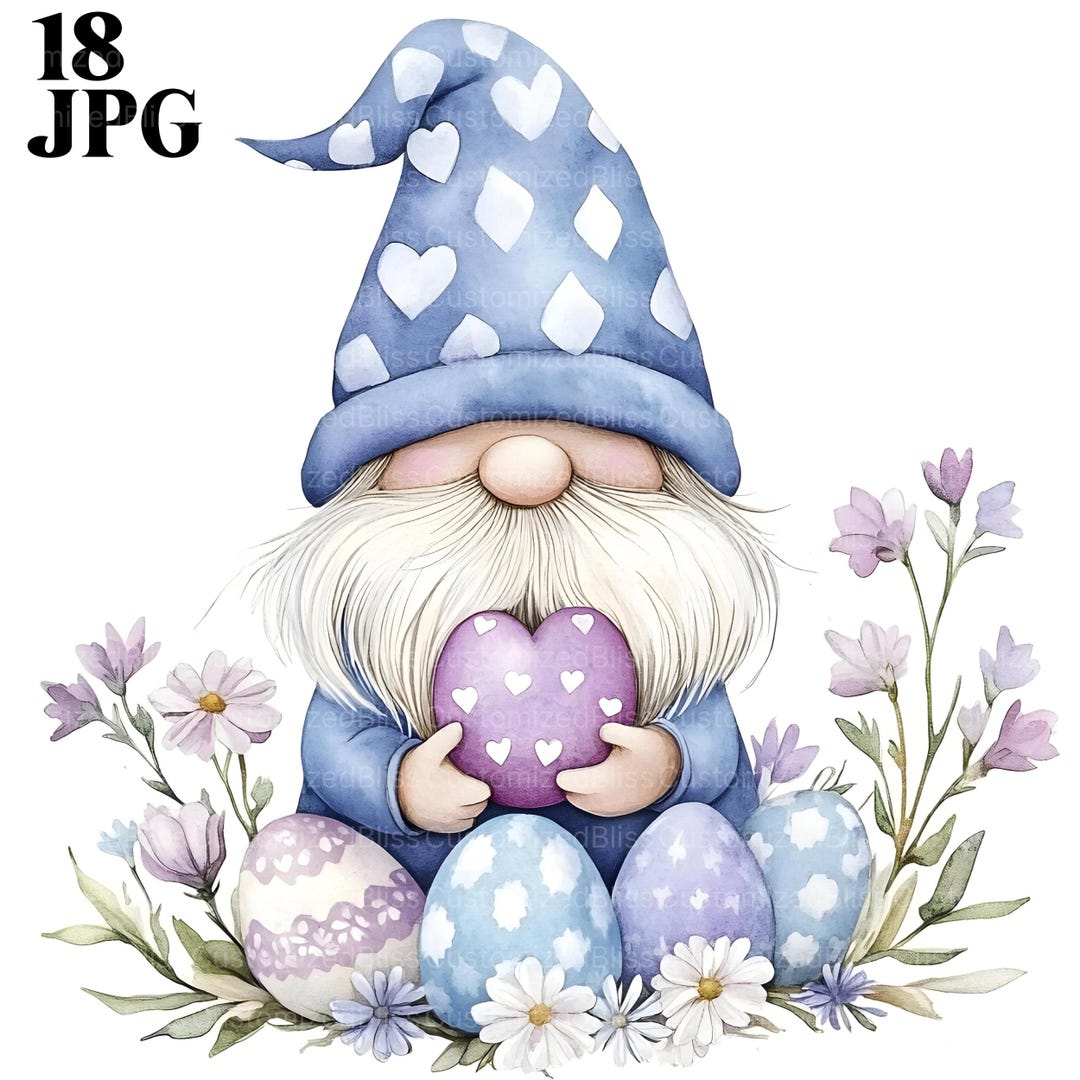 18 Easter Gnome Clipart, Cute Gnome Clipart, Easter Egg Clipart, Easter ...