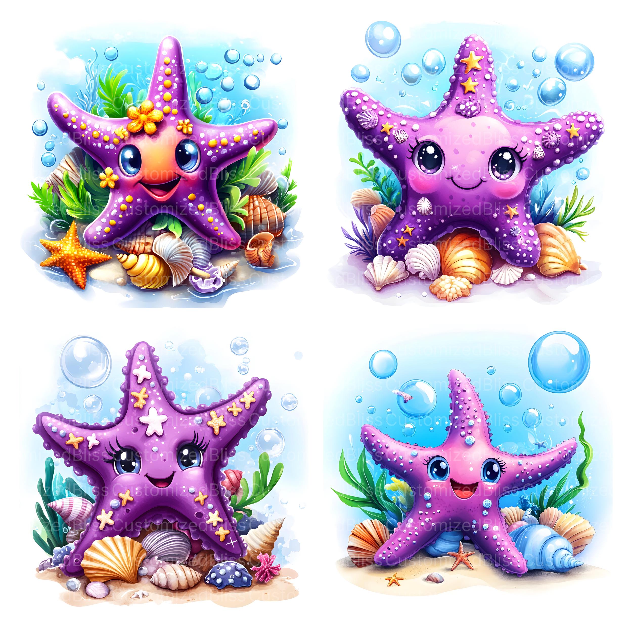 15 Cute Starfish Clipart, Ocean Life Clipart, Fun Beach Art, Cute Ocean ...