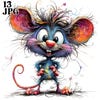 12 Scruffy Mice Clipart Set, 12 Pngs/jpgs, Funny Mouse Art, Whimsical ...