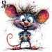 12 Scruffy Mice Clipart Set, 12 Pngs/jpgs, Funny Mouse Art, Whimsical ...