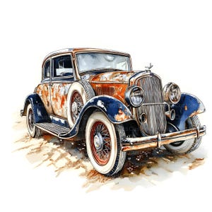 20 Watercolor Cars Clipart, Vintage Car Clipart, High Quality JPG ...