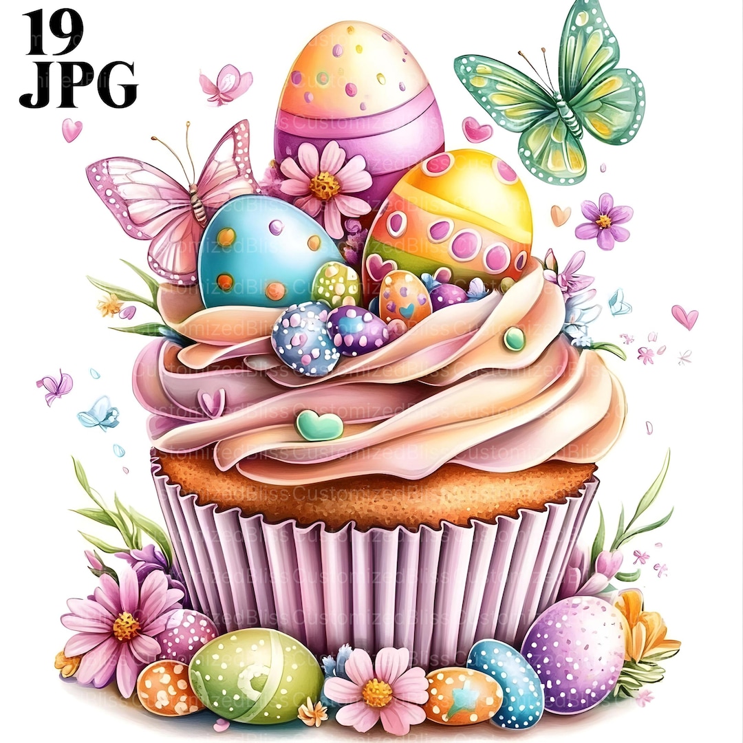 19 Easter Cupcakes Clipart, Easter Eggs Clipart, Easter Clipart, High ...