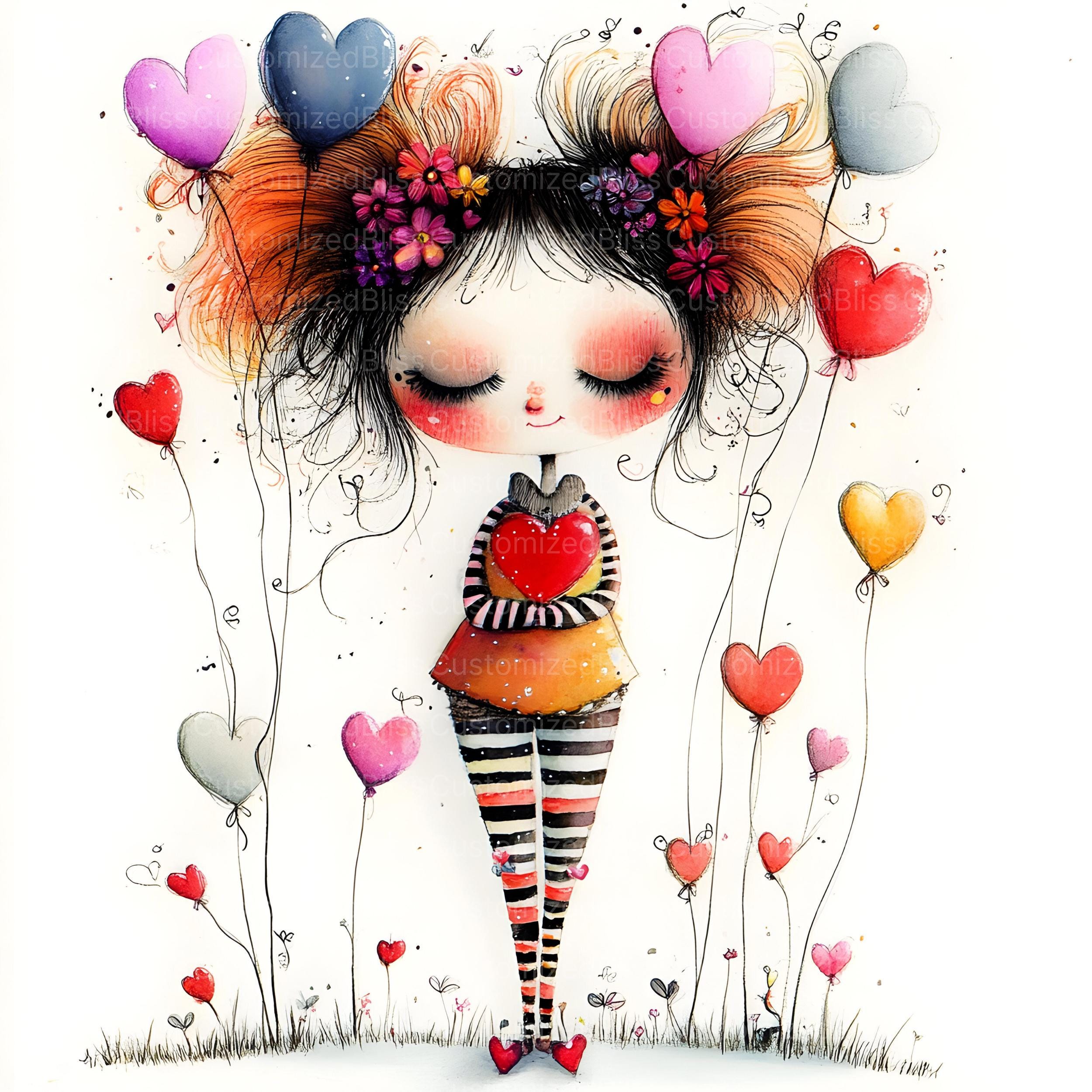 Quirky Heart Balloons Clip Art, 20 High Quality Jpgs, Valentine's Day ...