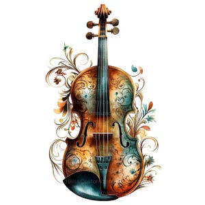 20 Ornate Violin Clipart, Music Clipart, Musical Clipart, Musical ...