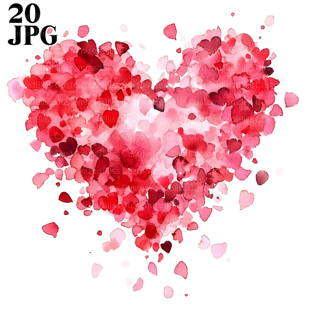 20 Heart Rose Petals Clipart, Valentine's Day Heart, Heart Clipart ...