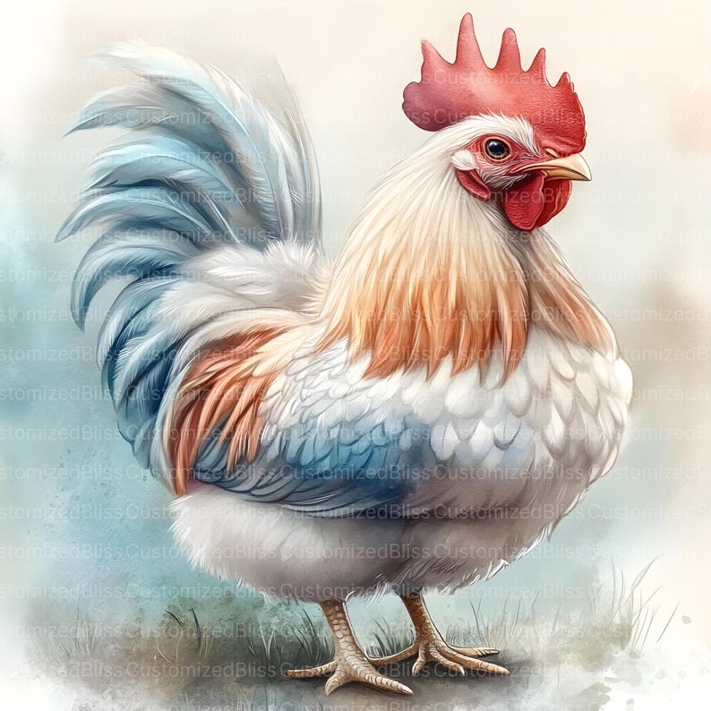 15 Pastel Chicken Clip Art Bundle, High Quality Jpgs, Watercolor Junk ...