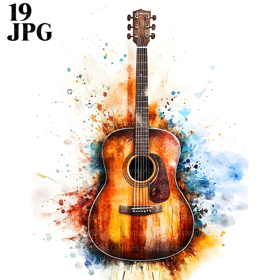 19 Colorful Guitar Clipart Bundle, Music Clipart, Musical Instrument ...