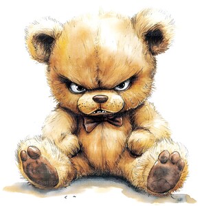 Grumpy Angry Teddy Bear Clipart Bundle, 16 High Quality Jpgs, Craft Art ...
