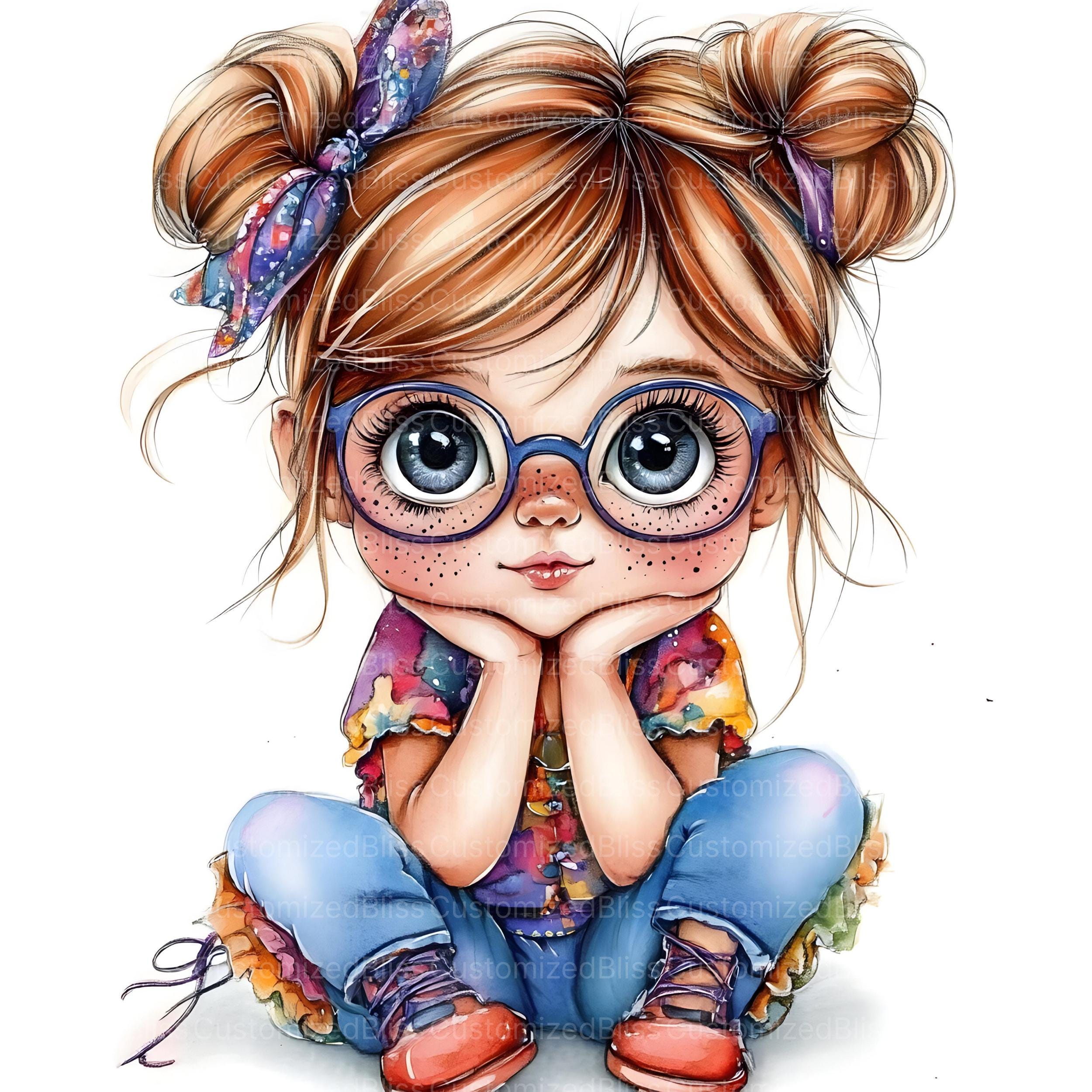 18 Watercolor Cute Little Girl Clipart, High Quality Jpgs, Watercolor ...