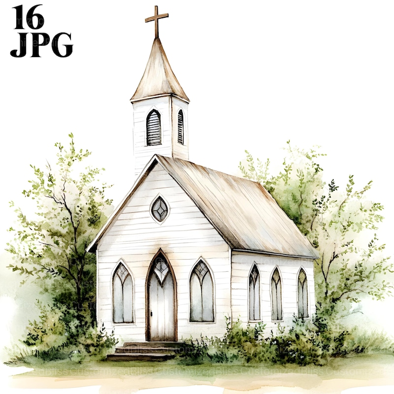 Watercolor Church Clipart - Etsy