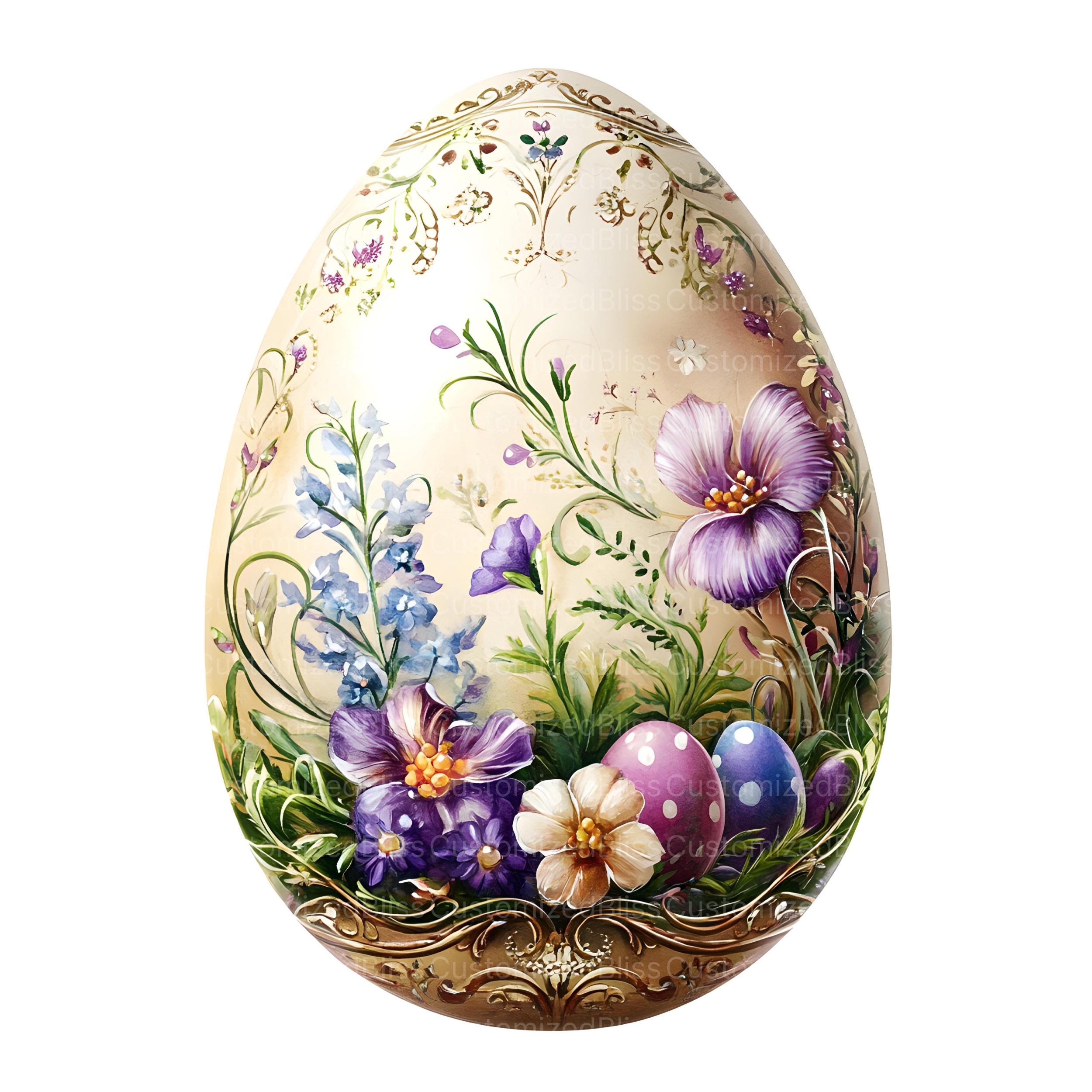 Floral Easter Egg Clipart, Easter Clipart, Flower, 18 High Quality Jpgs ...
