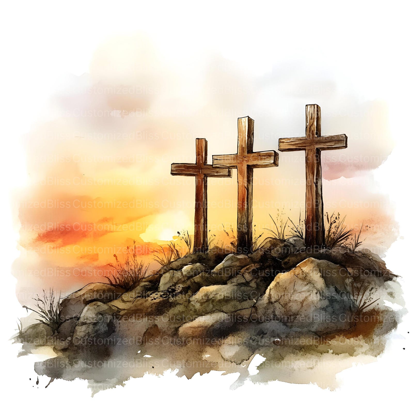 20 Three Crosses Clipart, Watercolor Crosses, Holy Cross, High Quality ...