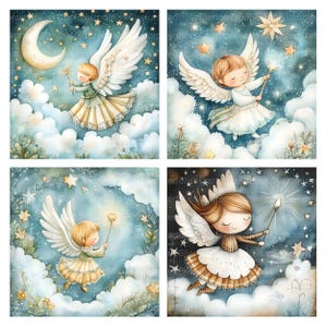 Whimsical Angel Clip Art, Christmas Angel, 14 High Quality Jpgs ...