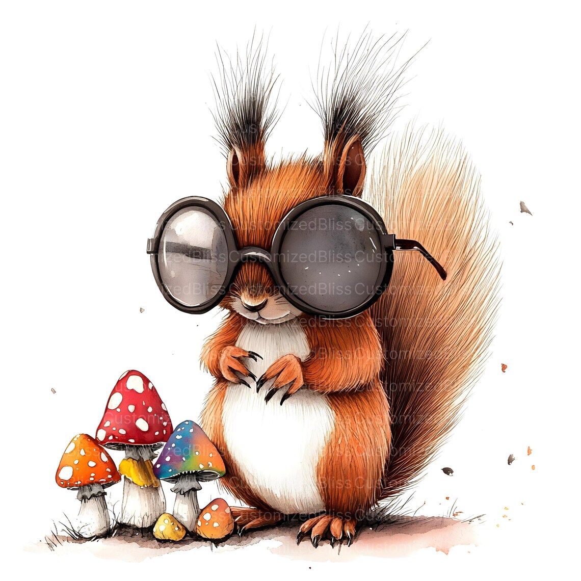 20 Quirky Squirrel Clipart, Whimsical Squirrel, Watercolor Squirrel ...