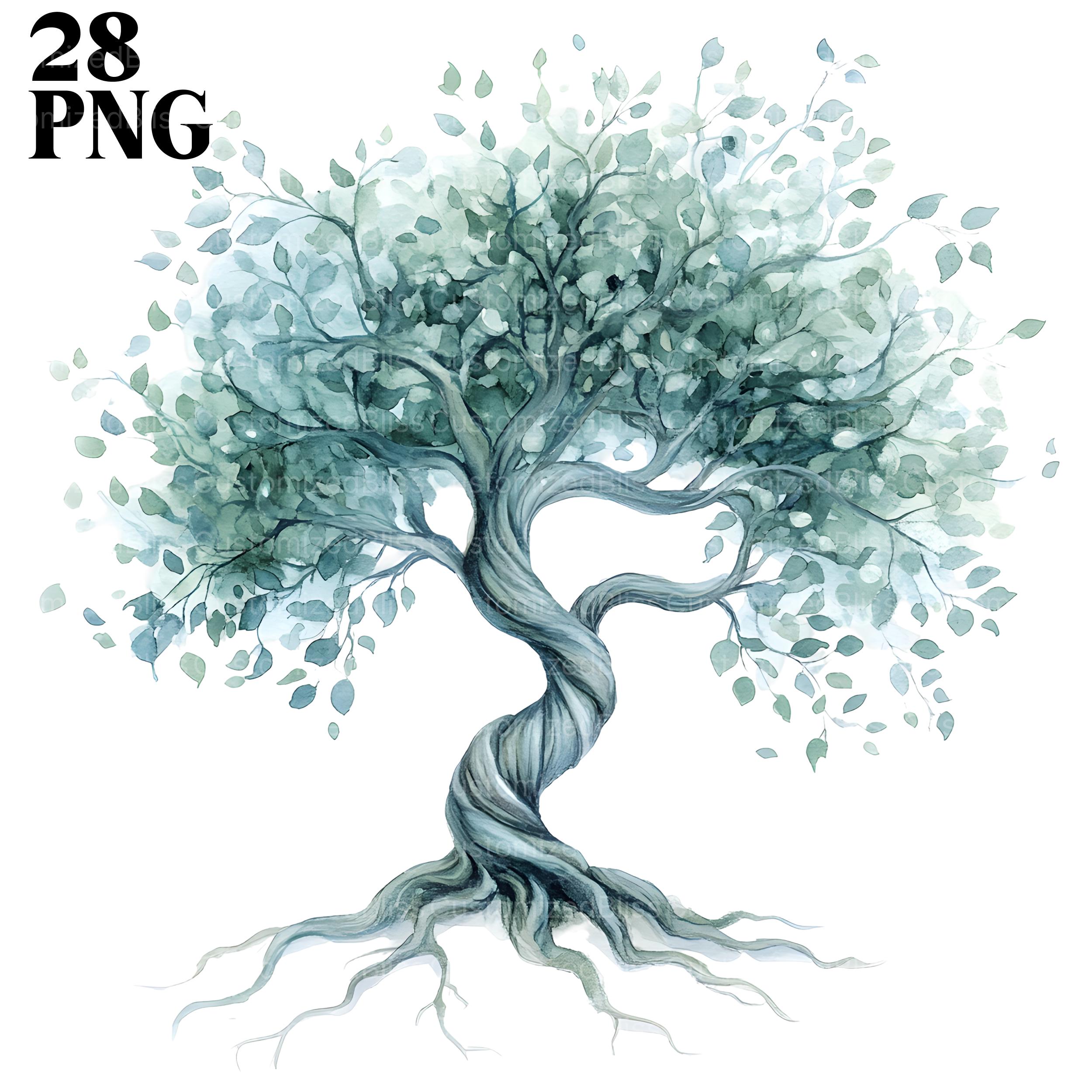 28 Mythical Tree Clipart, Floral Tree Print, Watercolor Tree, Floral ...