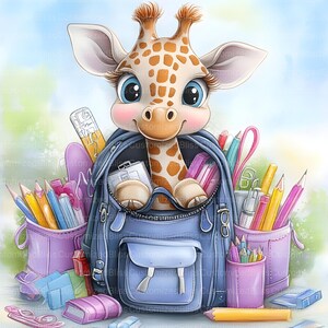 16 Cute Back to School Giraffe Clipart, School Clipart, High Quality ...