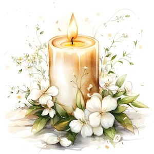 Memorial Candle Clipart, Memorial Clipart, Peaceful Invitation, 16 High ...