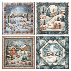 Winter Quilt Clip Art Bundle, 15 High Res Watercolor Jpgs for Junk ...