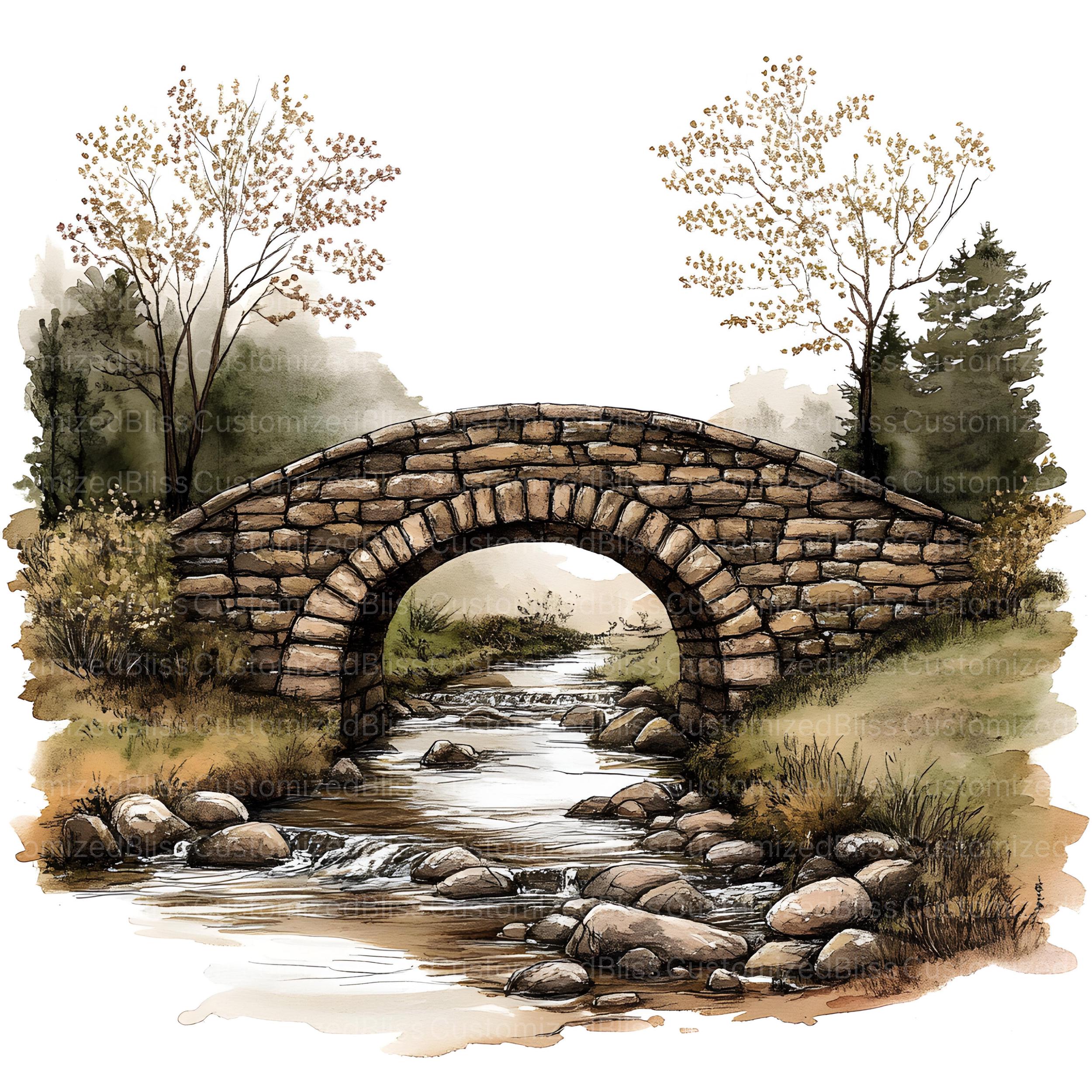 20 Bridge on River Clipart, Bridge Clipart, Countryside Clipart ...