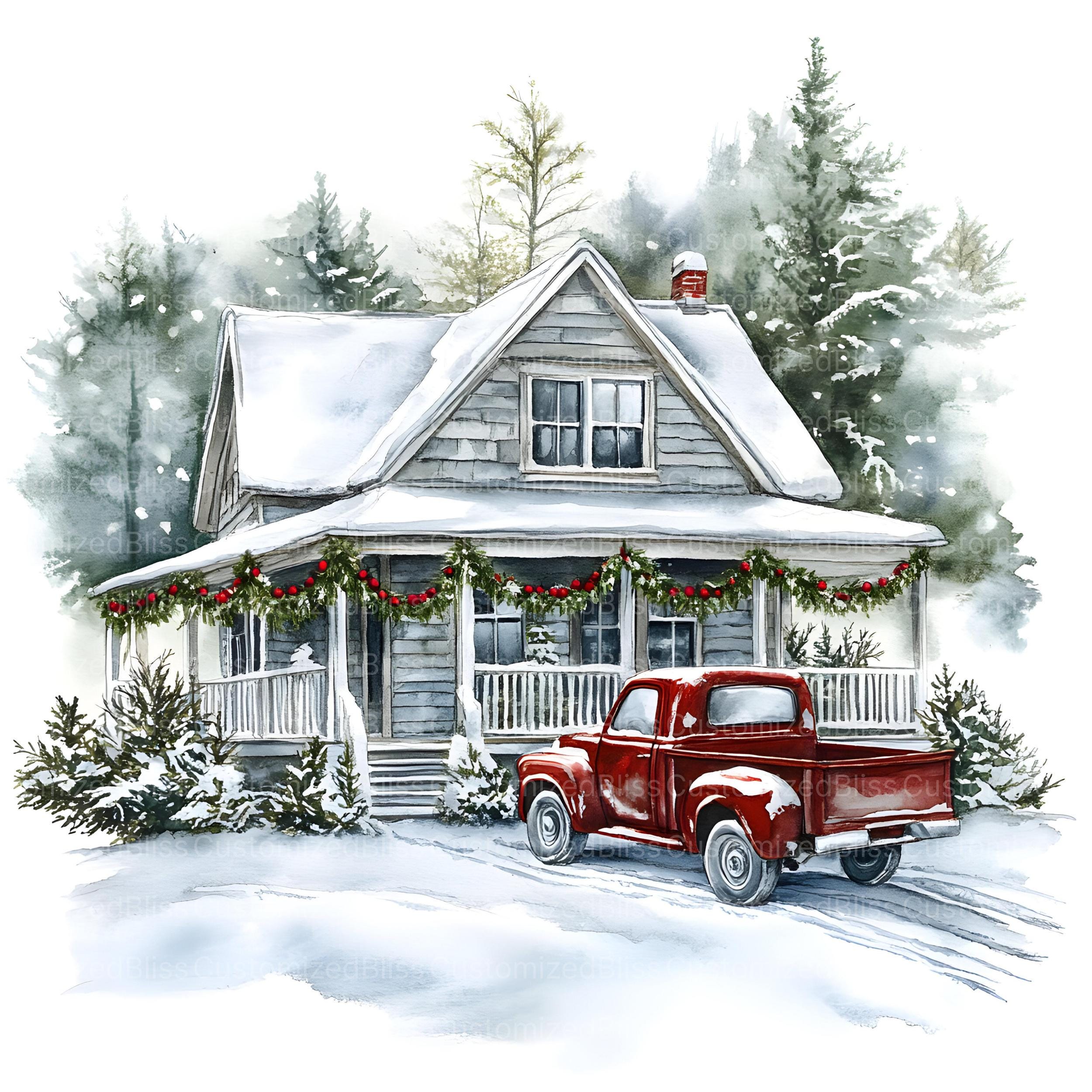 Christmas Farmhouse Clipart, 20 High Quality Jpgs, Winter Clipart ...