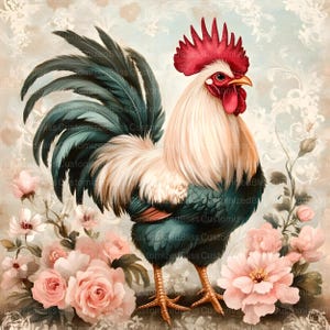 20 Vintage Rooster Clipart, Barnyard Rooster, Farm Animal, Vintage ...