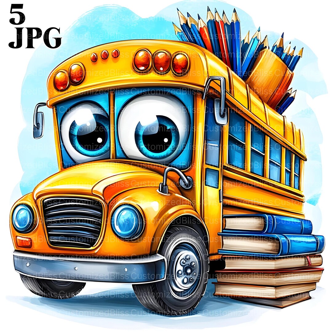 5 Cute Bus Clipart, Adorable School Bus Clipart, School Bus Art, Cute ...