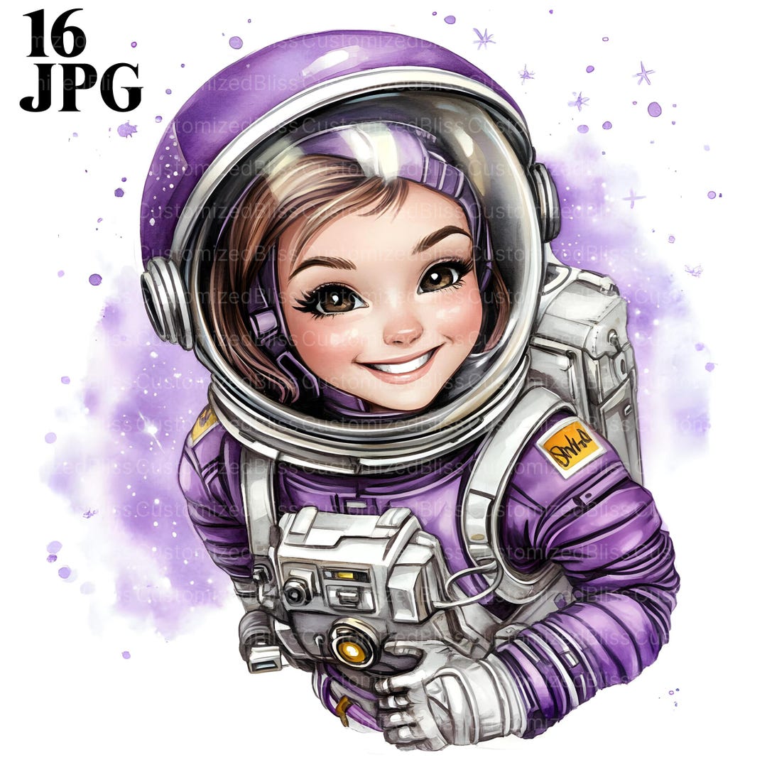 16 Girl Astronaut Clipart, Space Girl Clipart, Watercolor Astronaut ...