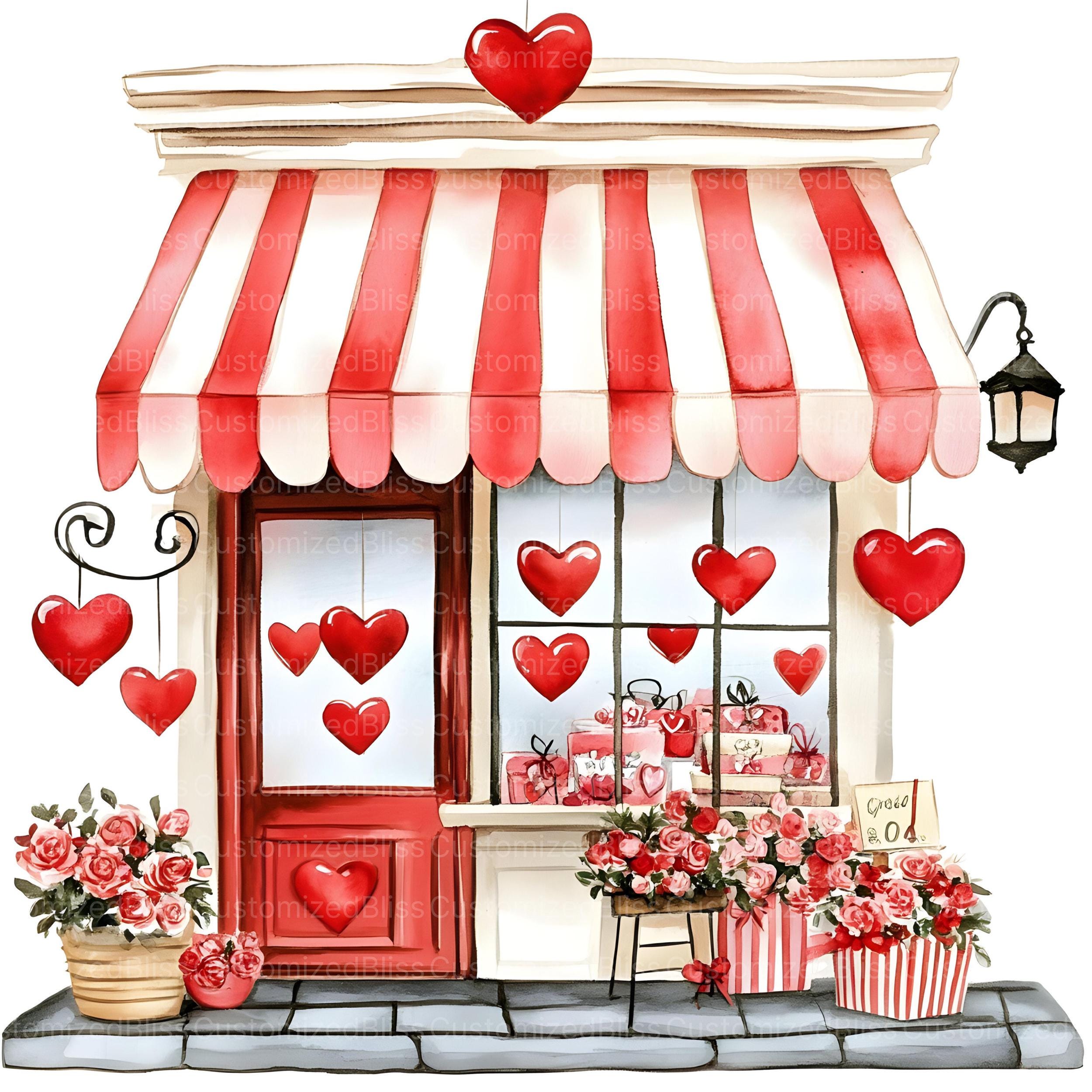 Cute Romantic Valentine's Day Shop Clipart Bundle, 20 High Quality ...