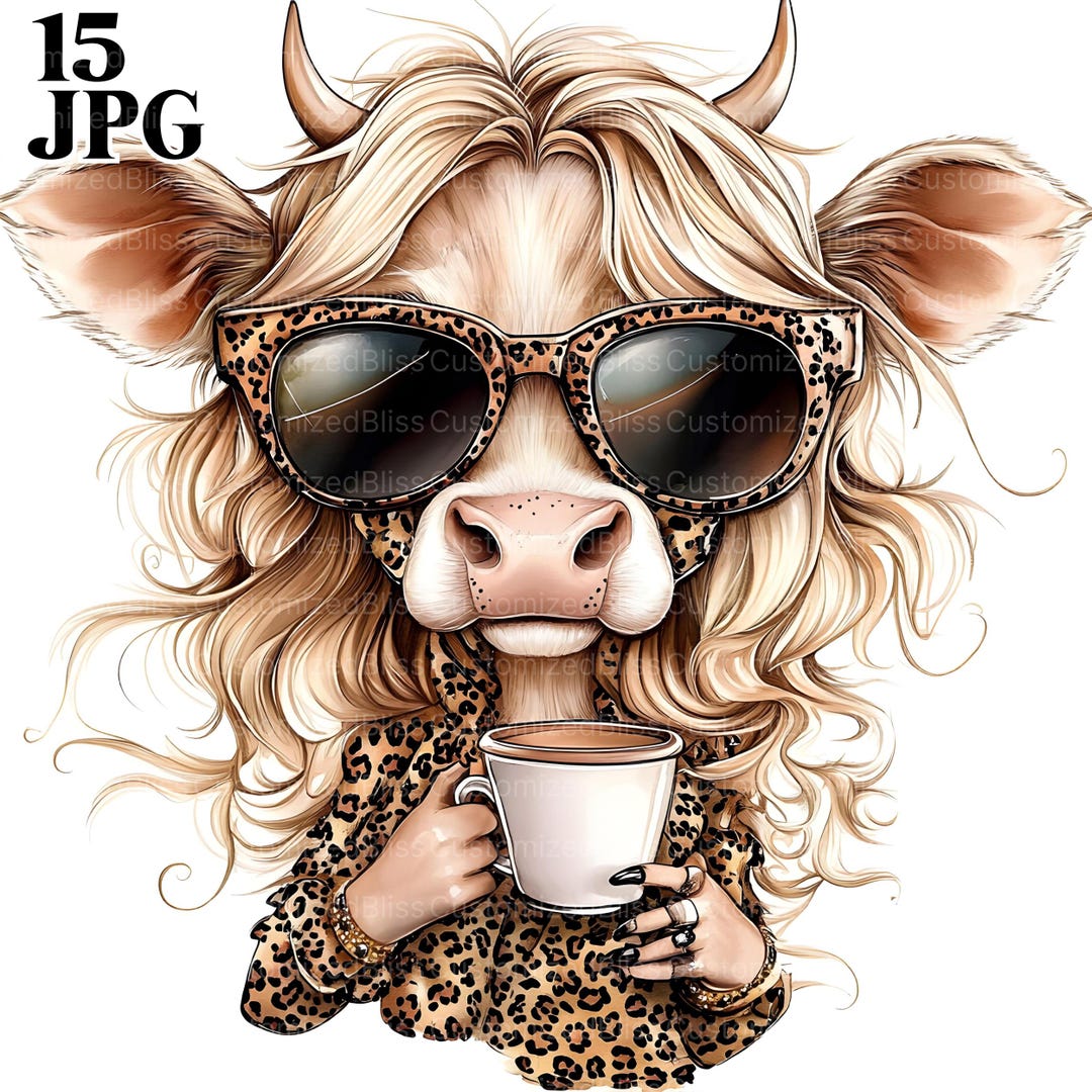 15 Funny Cow Clipart, Coffee Clipart, Leopard Print, Cute Cow, Animal ...