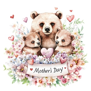 16 Mothers Day Clipart, Bear Clipart, Floral Clipart, High Quality Jpgs ...